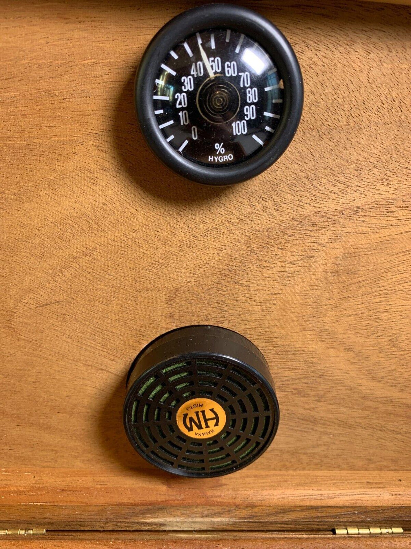 Vintage Solid Wood Wooden Havana Mist Humidor W Hygro Stat Hygrostat ...