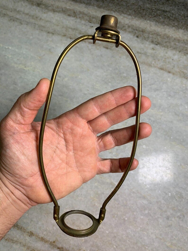 Rare Antique Screw-on Screw on Lamp Shade Rod Threaded Harp Brass Twist ...