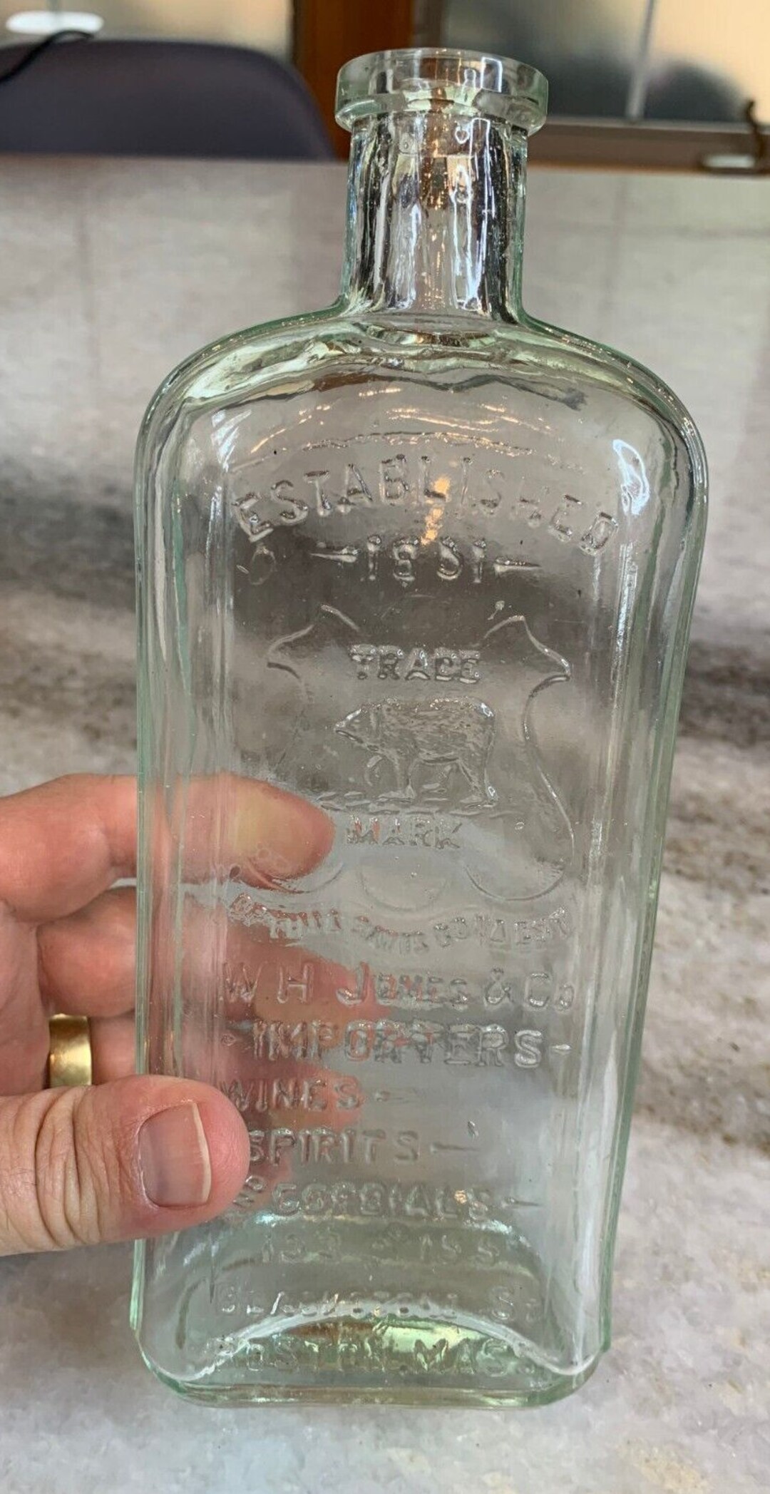 Antique Embossed W H Jones & Co Spirit Cordial Bottle Blackstone St Boston Ma - Etsy