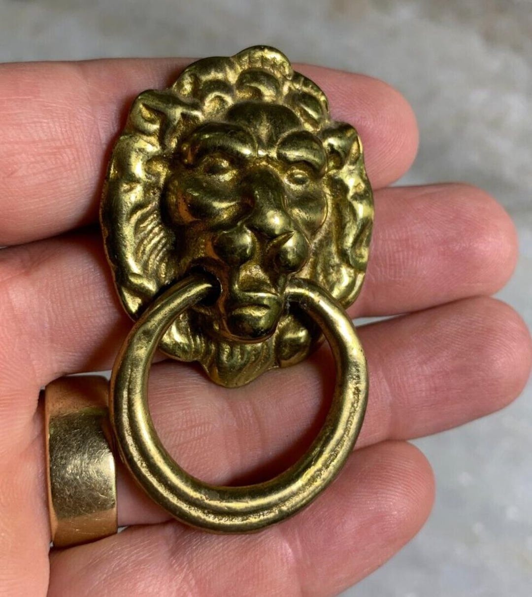 Antique Vintage Solid Brass Lions Lion's Head Knob Pull Drop Handle - Etsy