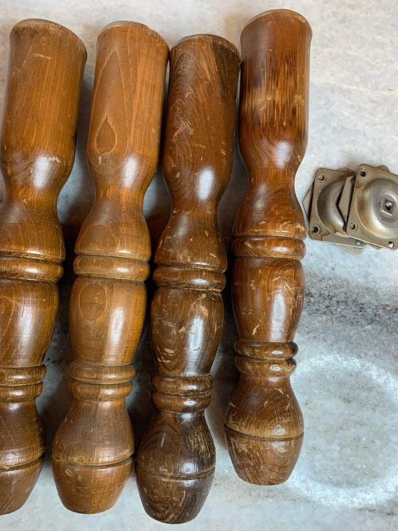 Vintage 50s-60s Brown Spindle Turned Coffee Table Legs Wood 14" W ...