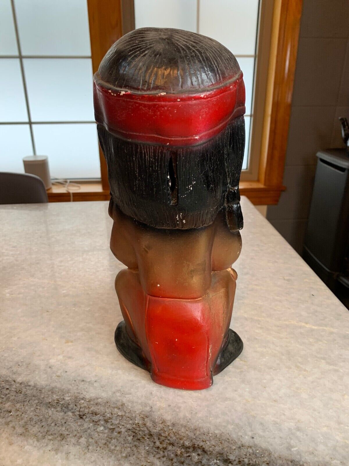 Rare Native American Indian Chalk Chalkware Figurine Piggy Bank Statue ...