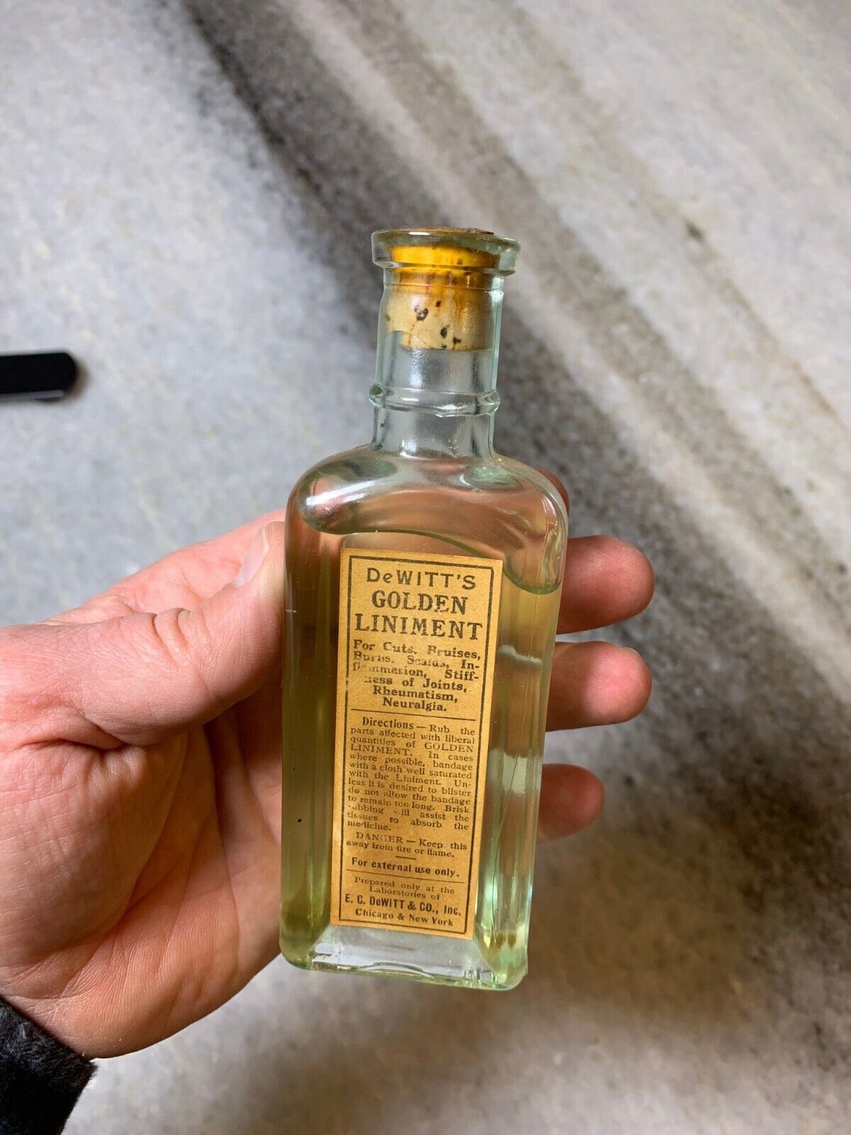 Antique Medicine Bottle Label Unopened Dewitt's Golden Liniment Chicago ...