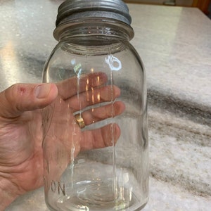 Antique Drey Perfect Mason Canning Jar Cursive Writing W/zinc Lid Quart ...