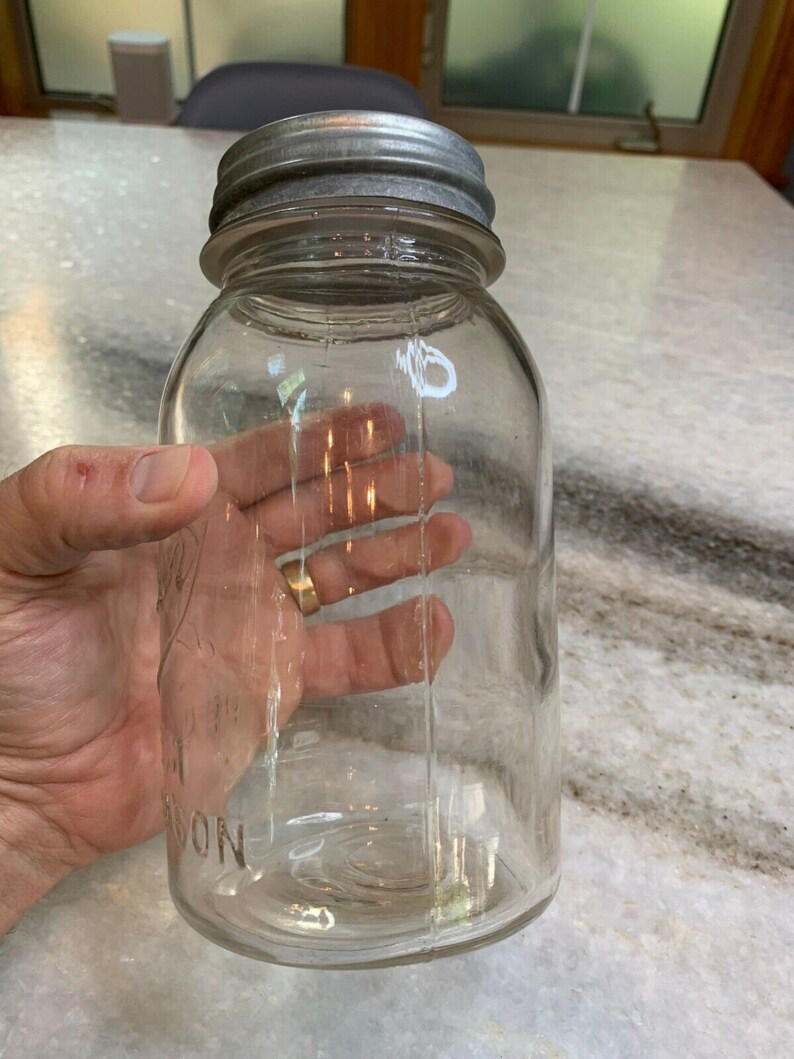 Antique Drey Perfect Mason Canning Jar Cursive Writing W/zinc - Etsy