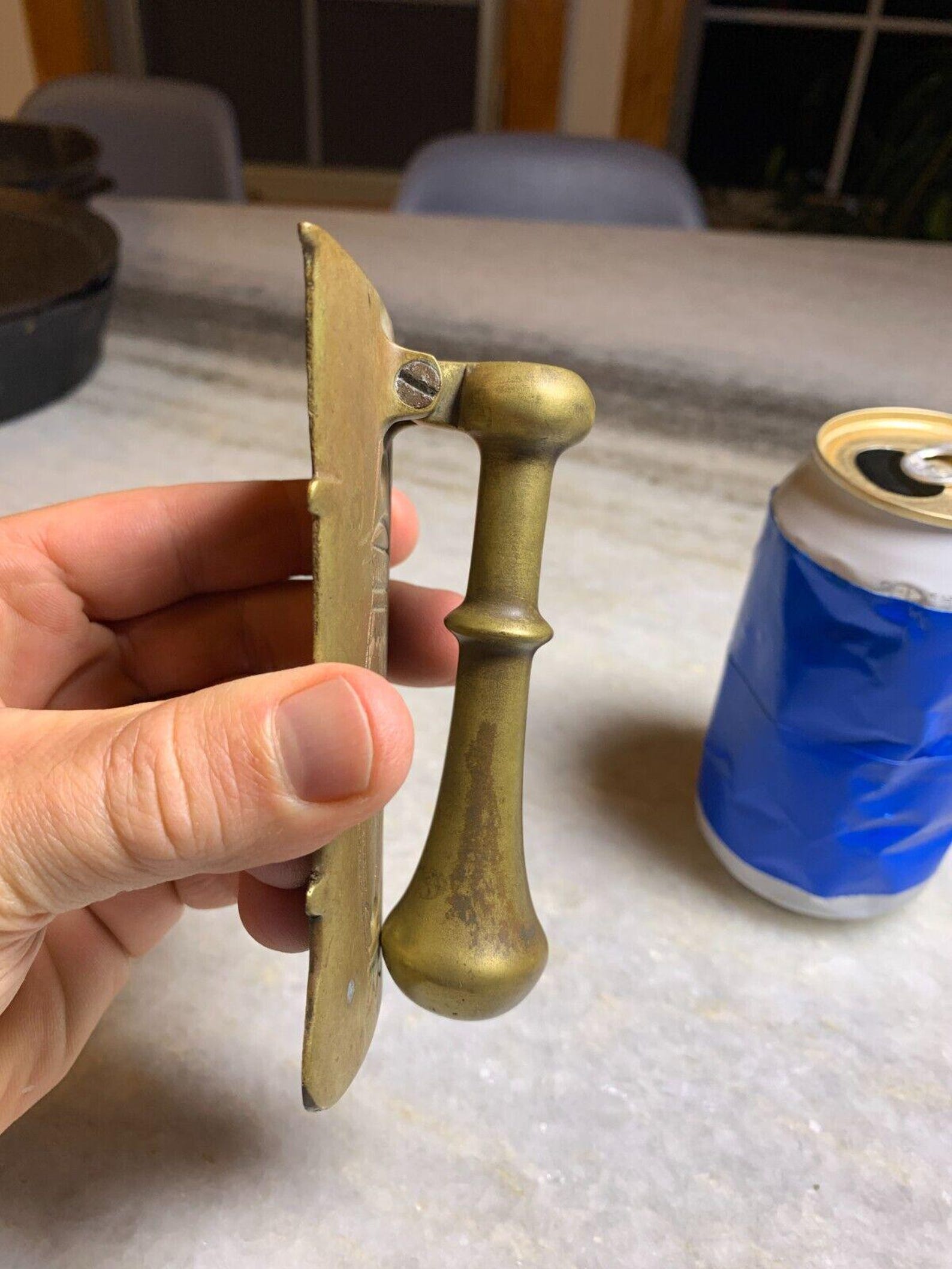 Antique Ornate Etched Victorian Solid Brass Door Knocker Knock Bell Tap ...