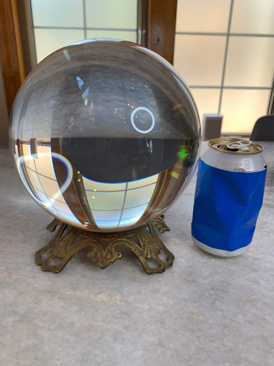 Massive 8, Antique, Crystal Ball W/ornate Floral, Victorian, Finely ...