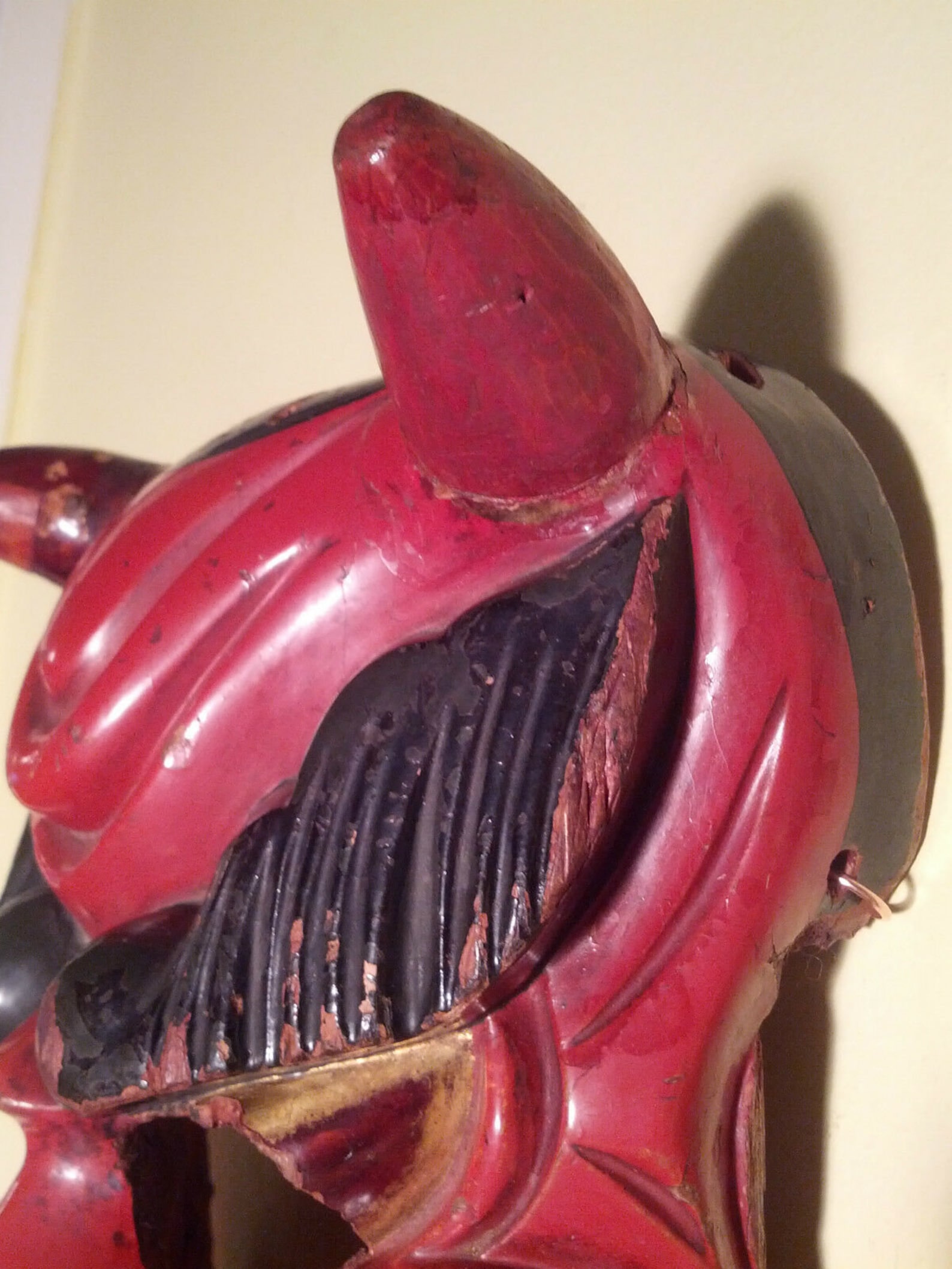 Antique, Danced, Japan/japanese Wooden Ao-oni Mask Used in Annual ...