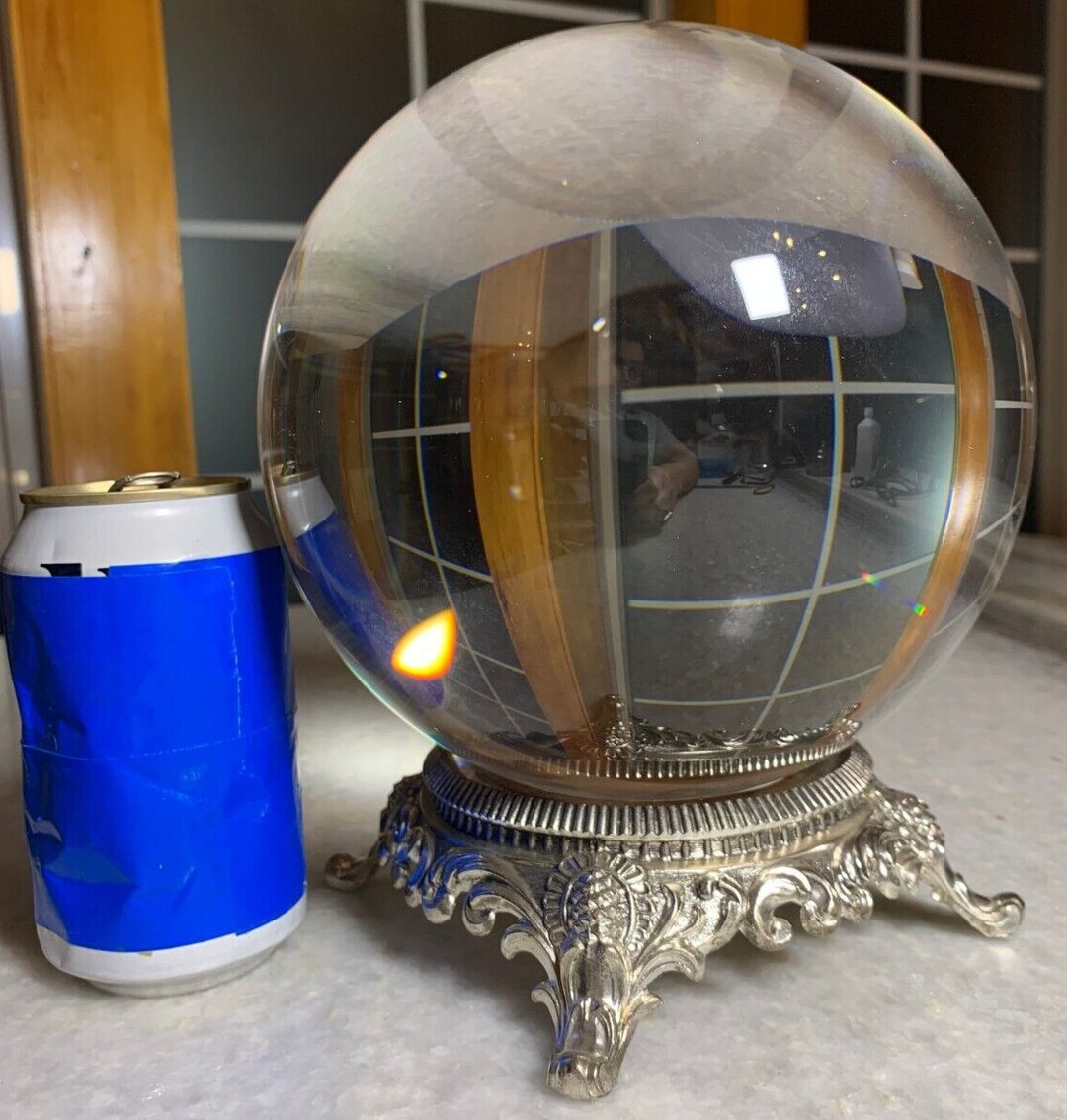 Antique Vintage Large 8 Crystal Ball on Brass Stand fortune Telling / Scrying - Etsy