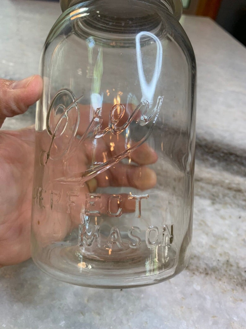 Antique Drey Perfect Mason Canning Jar Cursive Writing W/zinc - Etsy