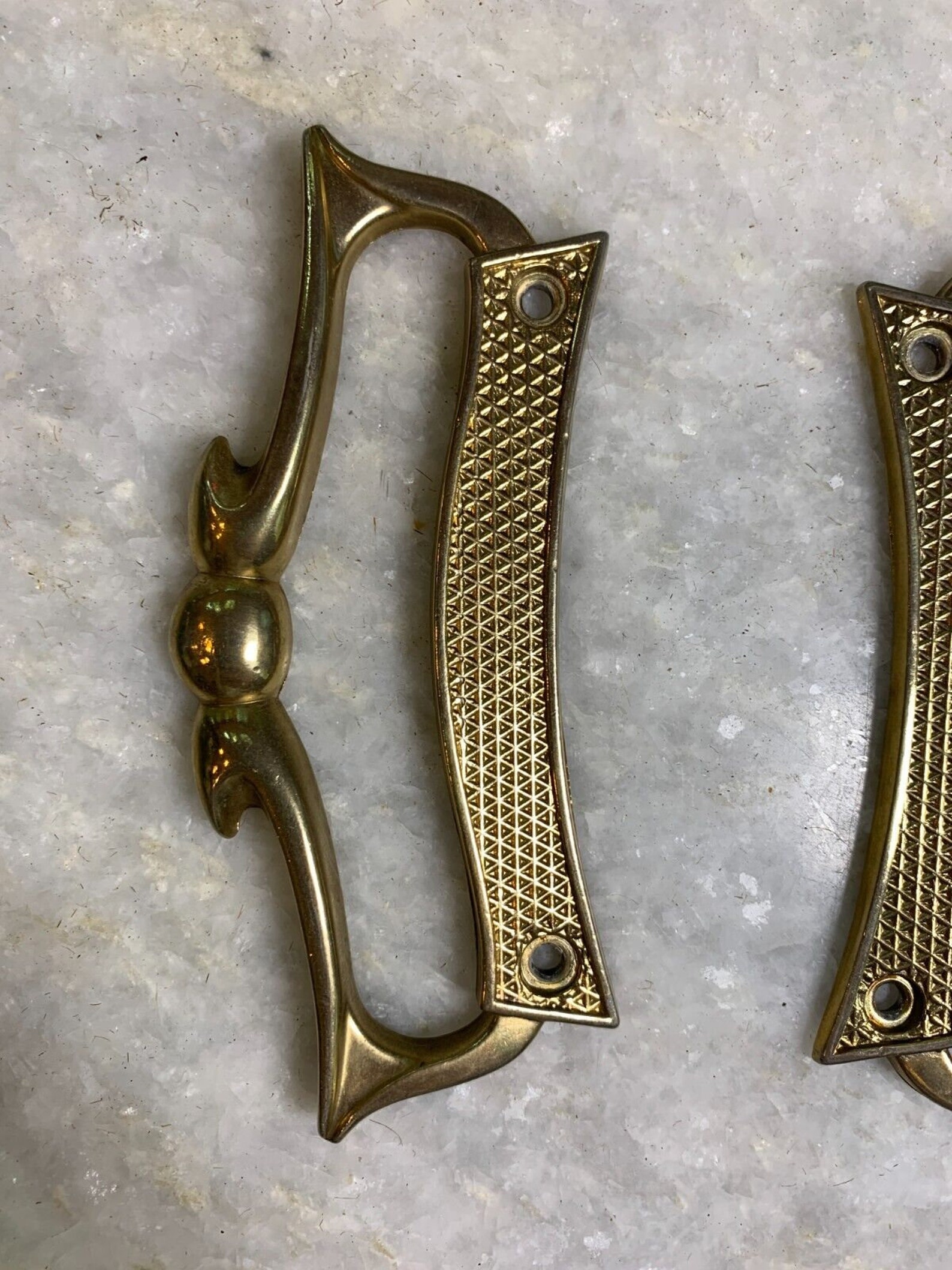 Antique Vintage Mid Century Modern Mcm Steel Metal Handle Handles Gold ...