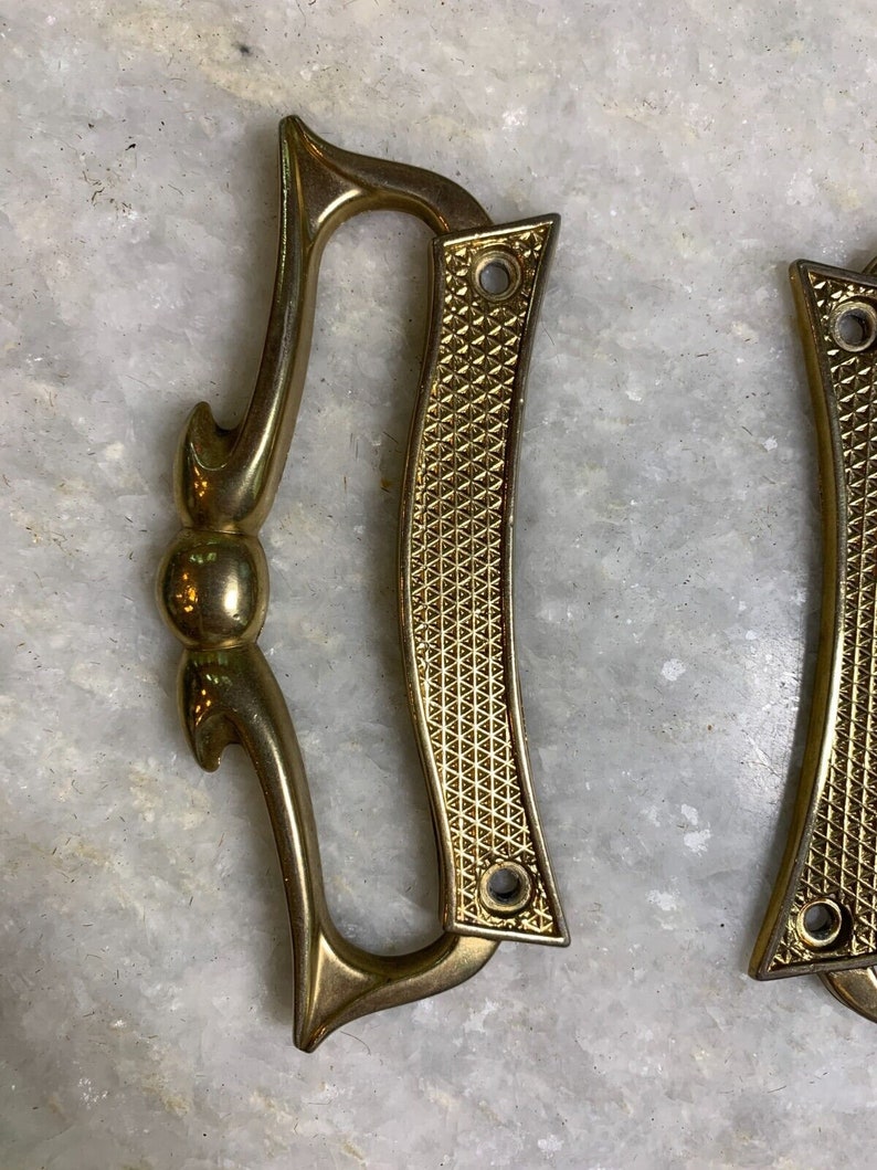 Antique Vintage Mid Century Modern Mcm Steel Metal Handle Handles Gold ...