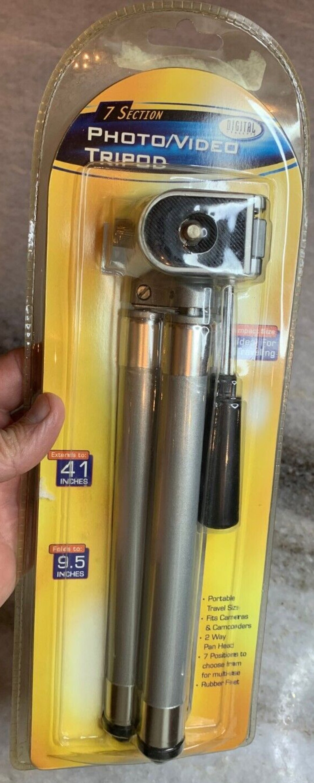 Camera Collapsable Extending Tripod 41" Portable 9.5" Chrome Silver ...