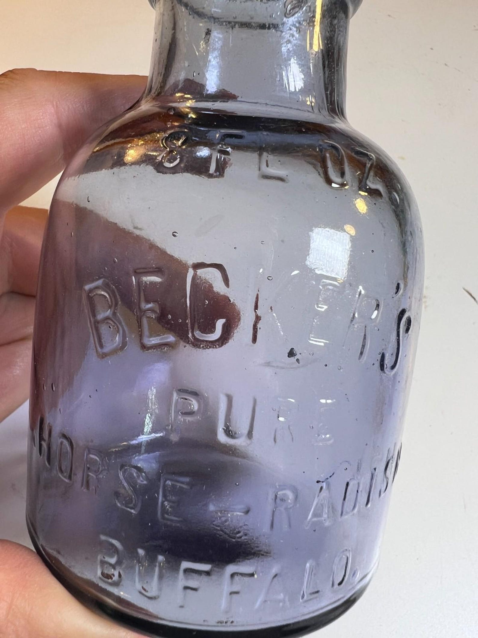 Antique Becker’s Pure Horseradish Bottle Buffalo New York Amethyst ...