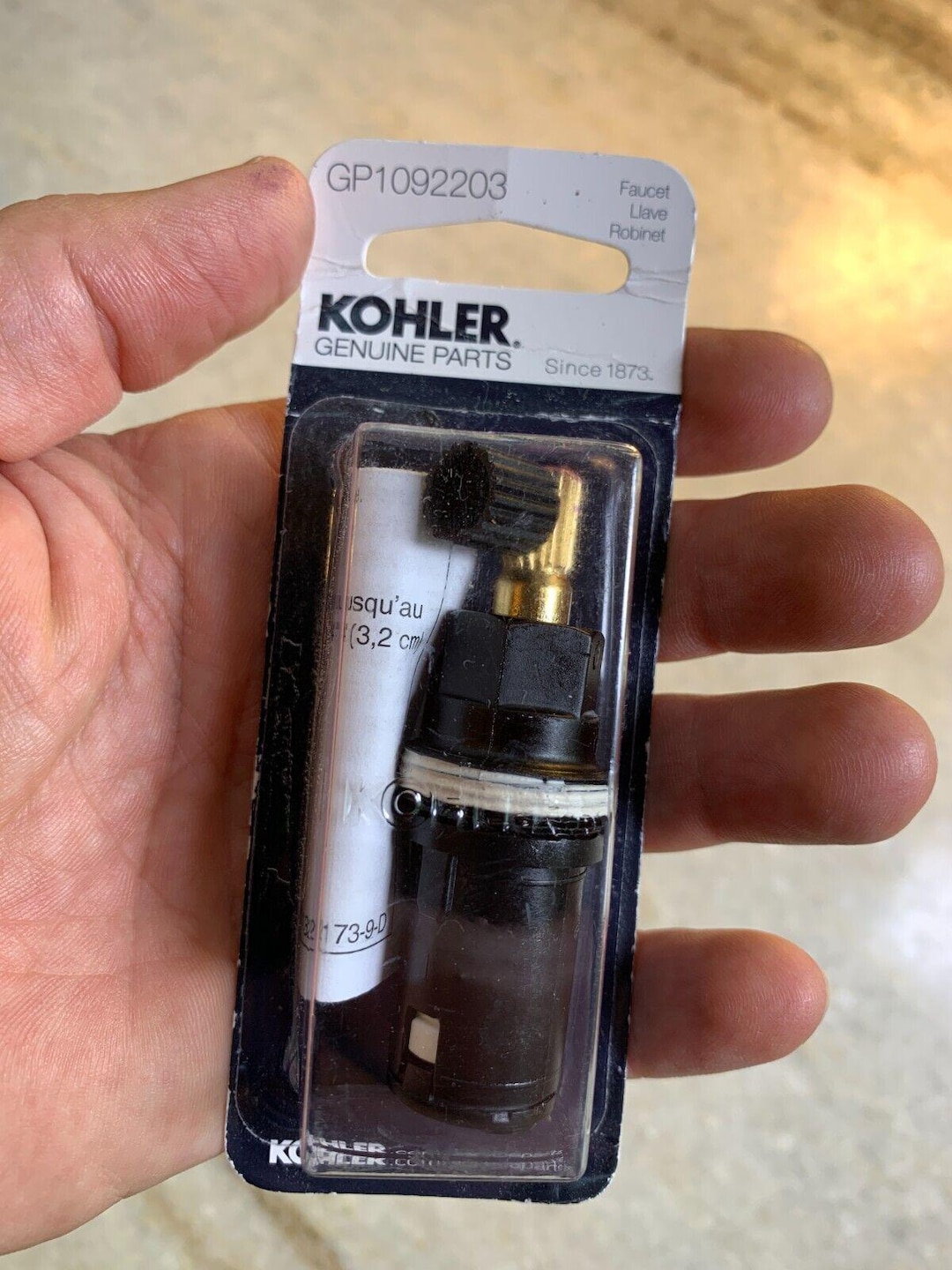 Kohler Genuine Part Gp1092203 Ultraglide Shut off Valve Cold Cartridge ...