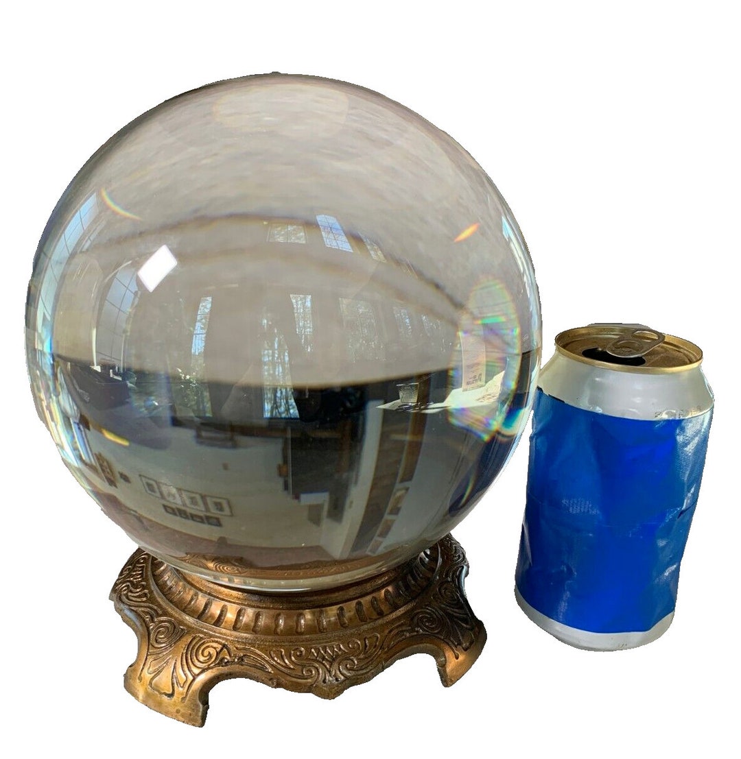 Big Extra Large Crystal Ball Antique Metal Stand Scrying Fortune ...