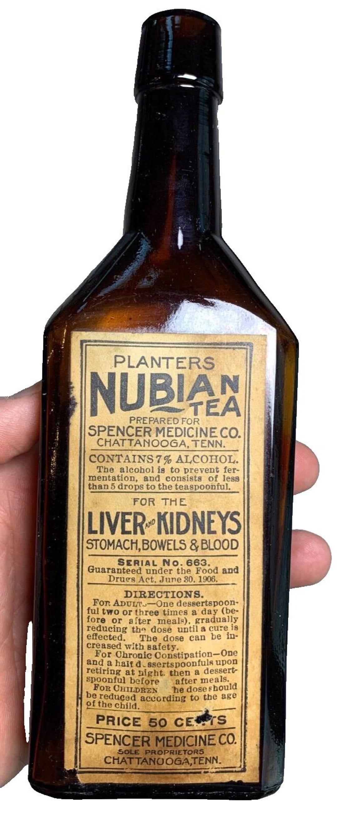 Antique Quack Medicine Bottle Nubian Tea for Liver Label Chattanooga ...
