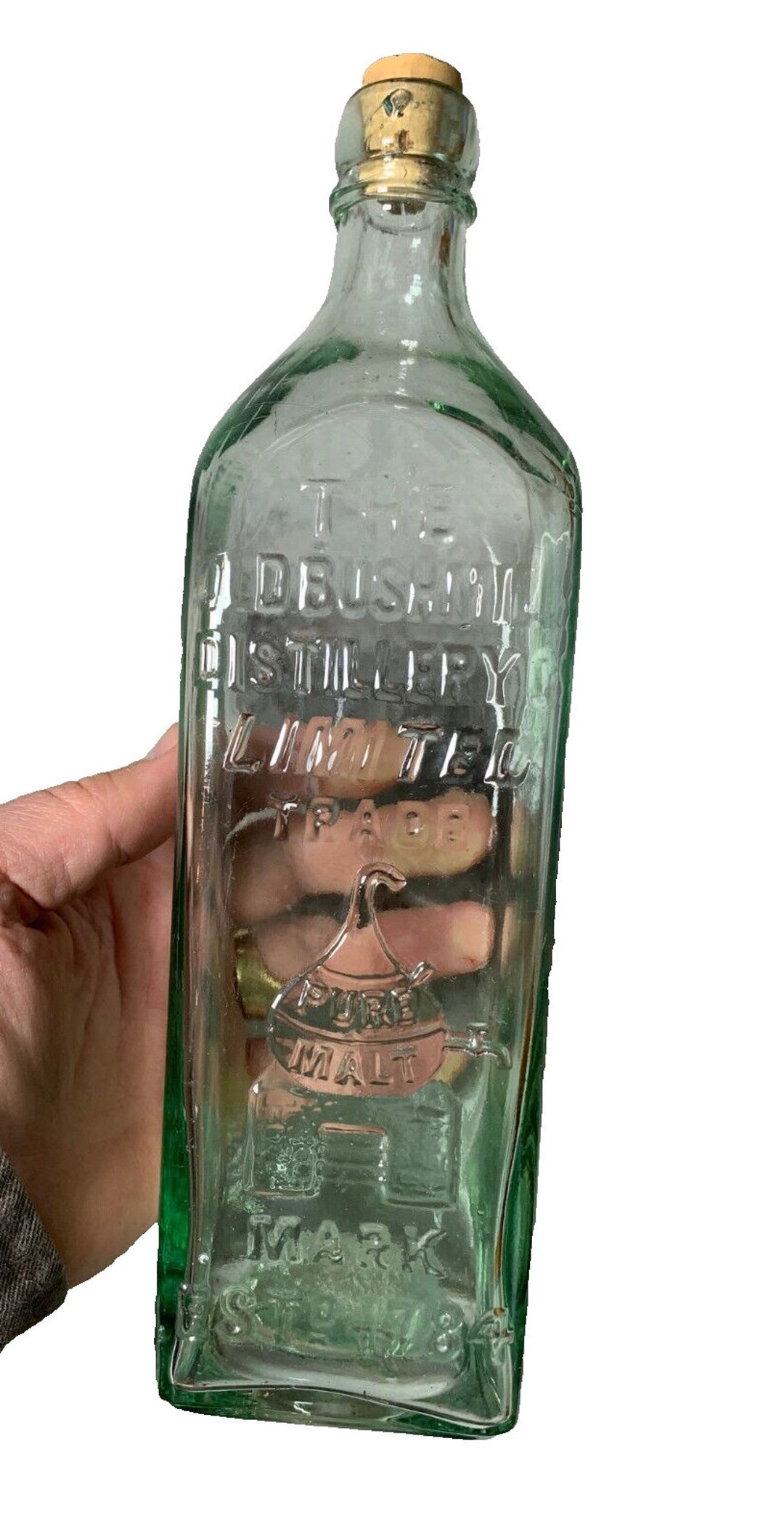 Antique Applied Top Bushmill Distillery Irish Whiskey Bottle Embossed ...