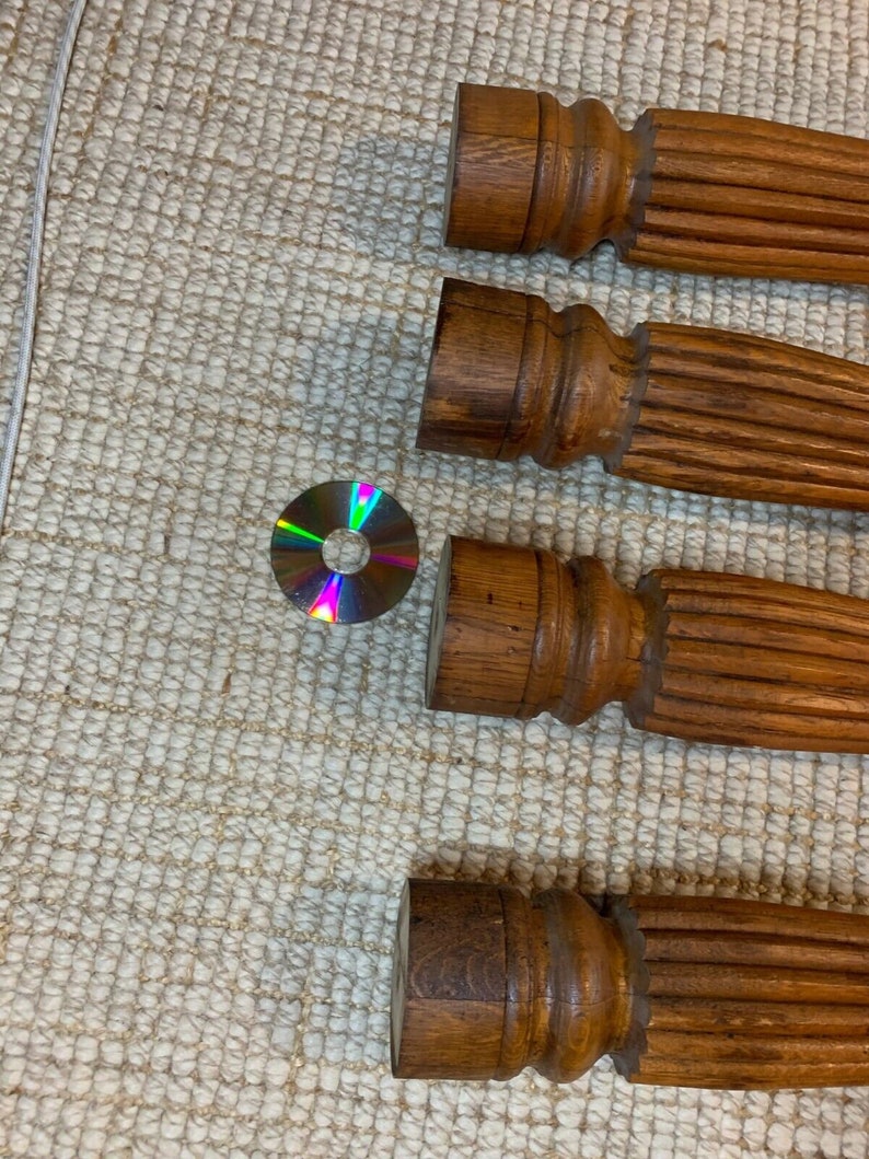 Antique Oak Wood Wooden Turned Table Legs Large Extra Wide 24" T X 4.75 ...