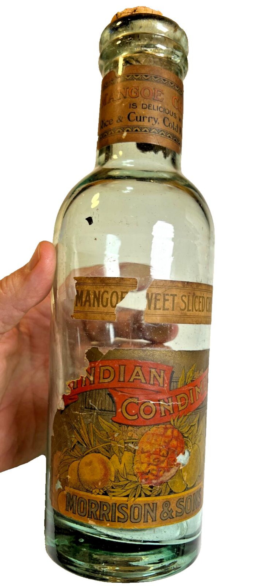 Antique Victorian Mango Condiment Bottle Labeled Morrison Sons Indian ...