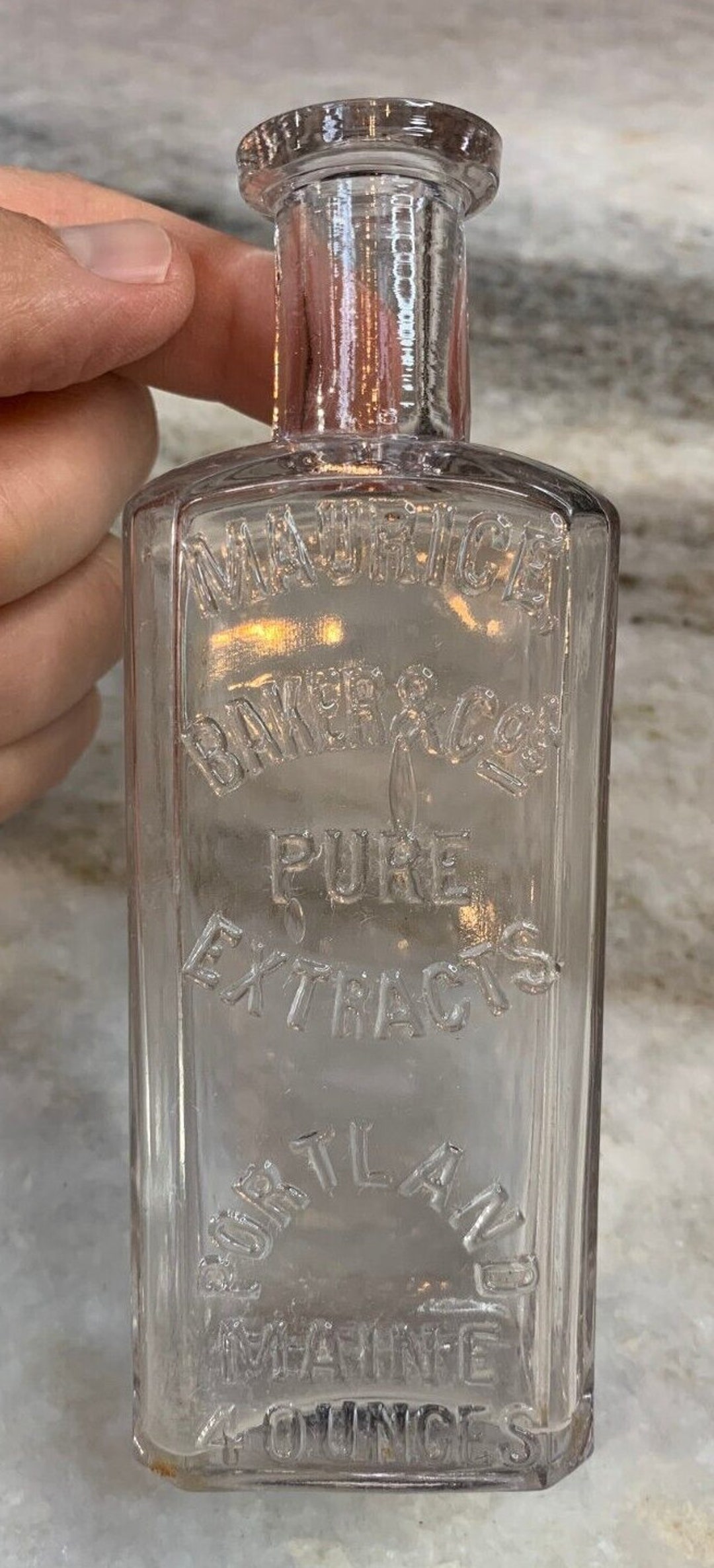 Rare Antique Maurice Baker & Co's Pure Extract Bottle, Portland, Maine ...