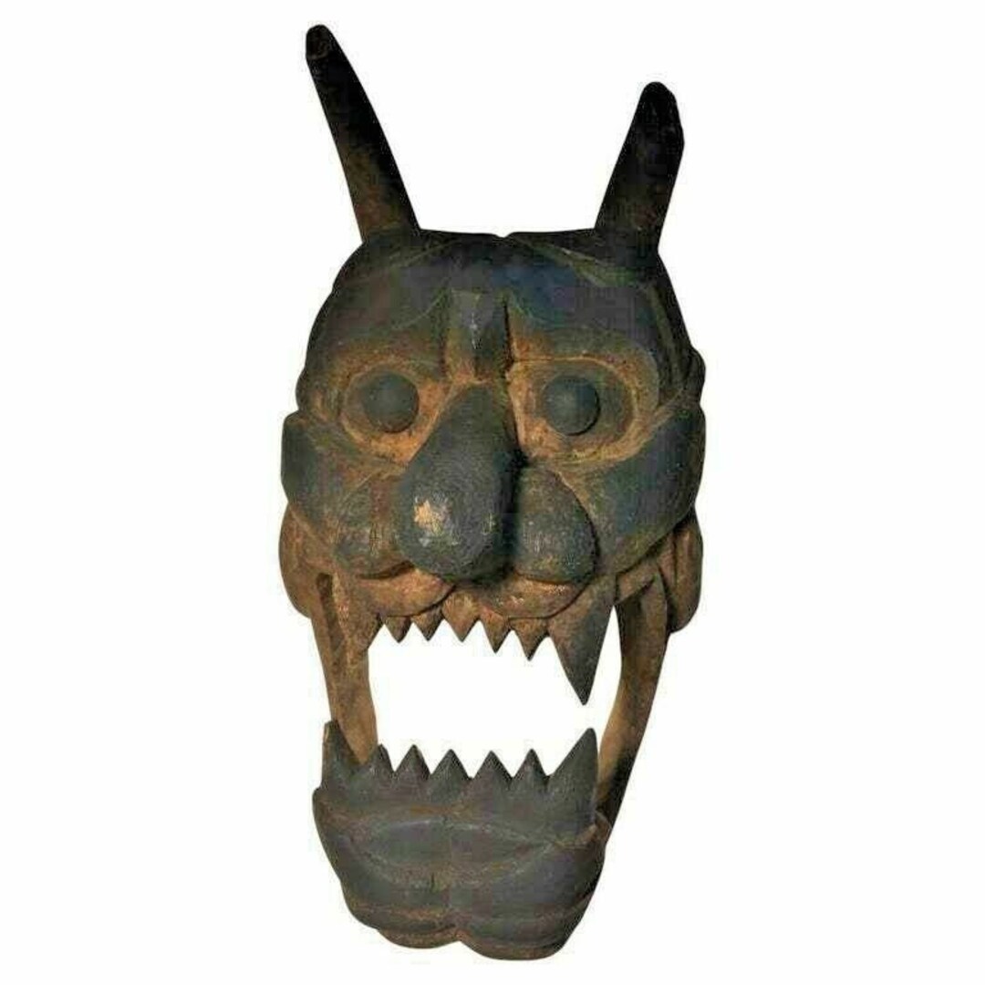 Antique Japanese Temple Mask of an Ogre to "drive Out Evil... Invite ...