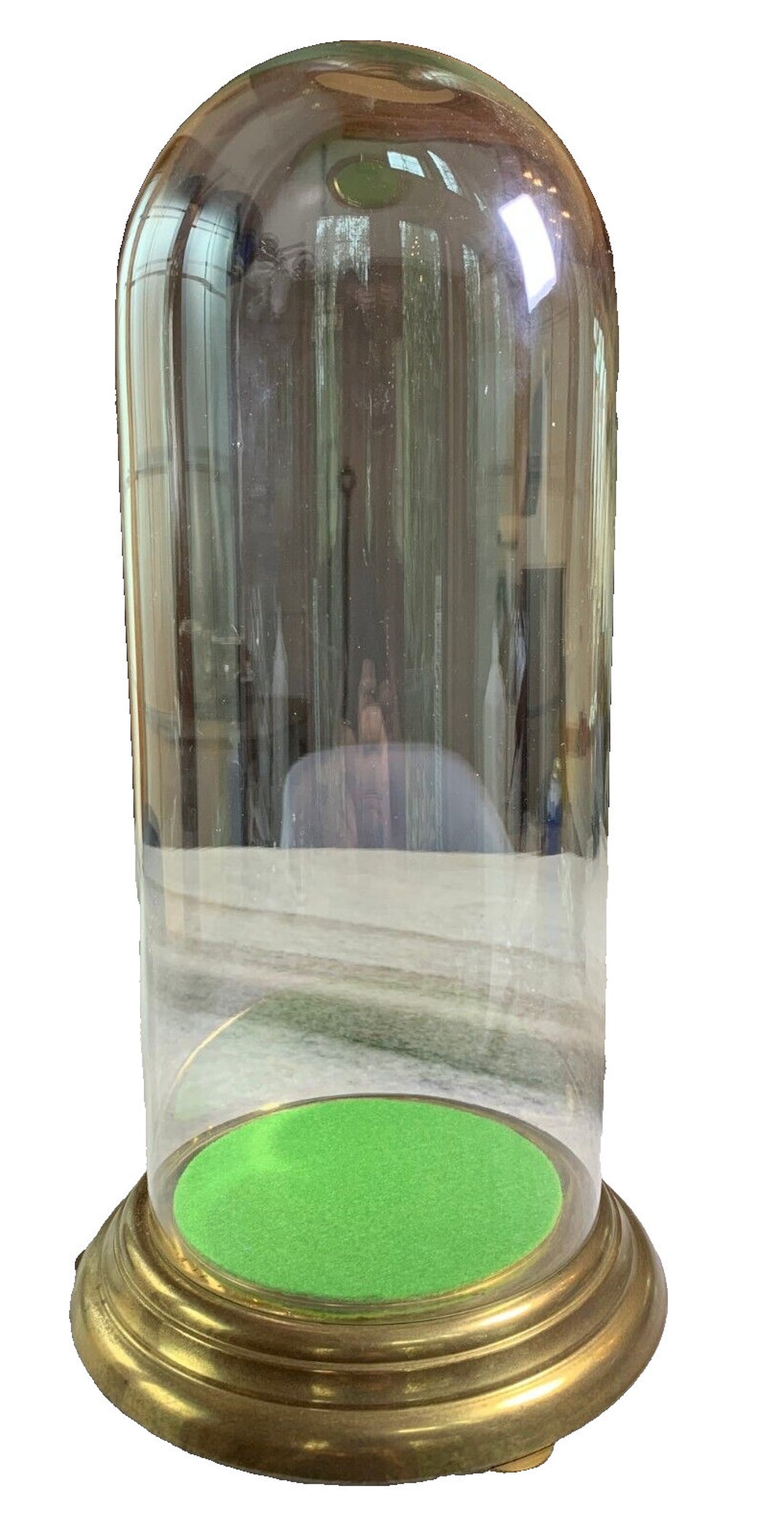 Antique Tall Glass Dome Bell Jar Cloche Specimen Display Metal Base 15. ...