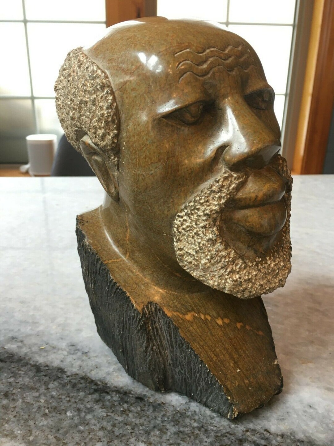 Carved Bearded Black Male Stone Bust/sculpture/figure Head (petrified ...