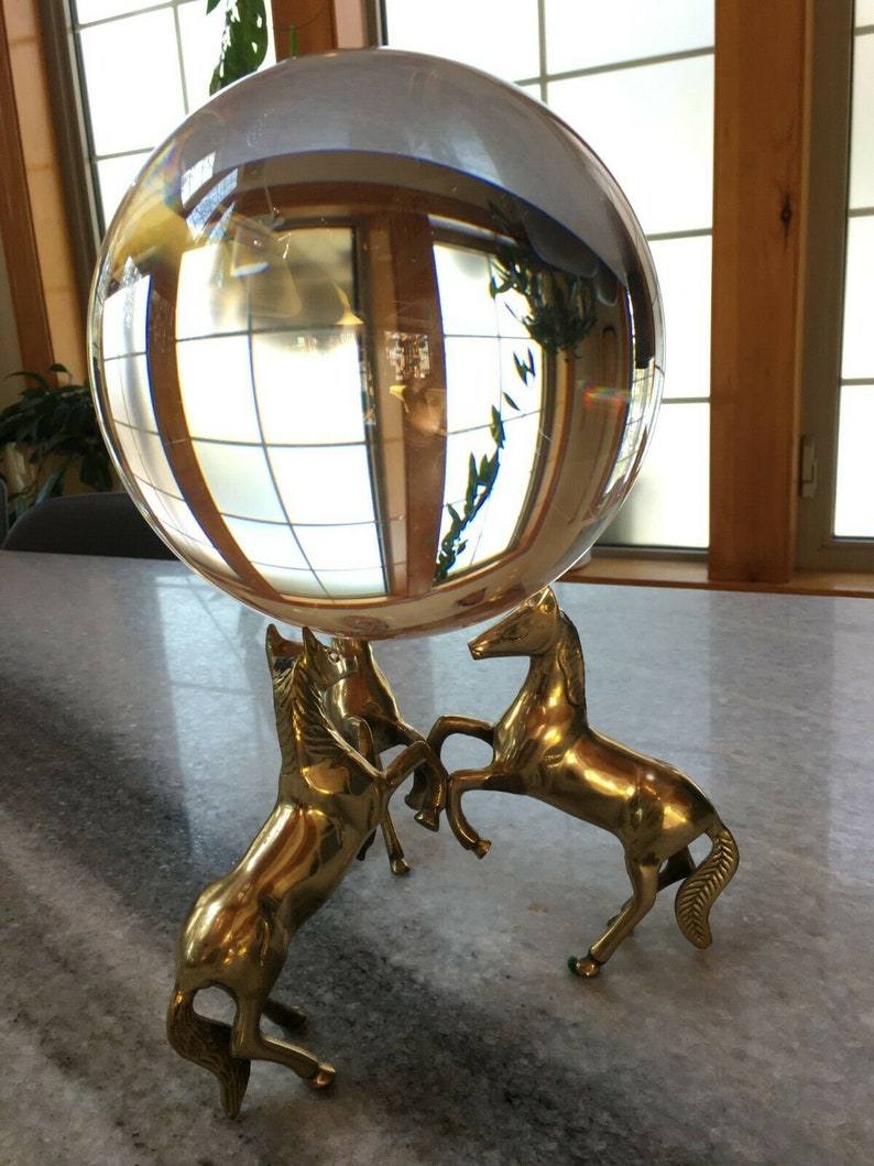 Massive 8 Vintage Crystal Ball W/ornate Brass Stand - Etsy Canada