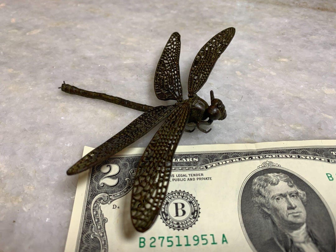 Fine Antique Japanese Articulated Bronze Dragonfly Dragon Fly Jizai ...