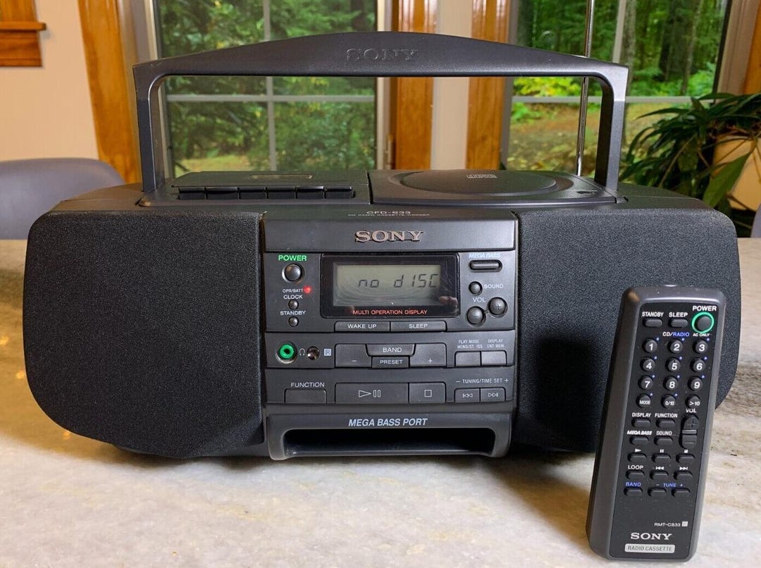 Vintage Sony Cfd-s33 Cassette Cd Compact Disc Radio Player W Remote Rmt-cs33 - Etsy