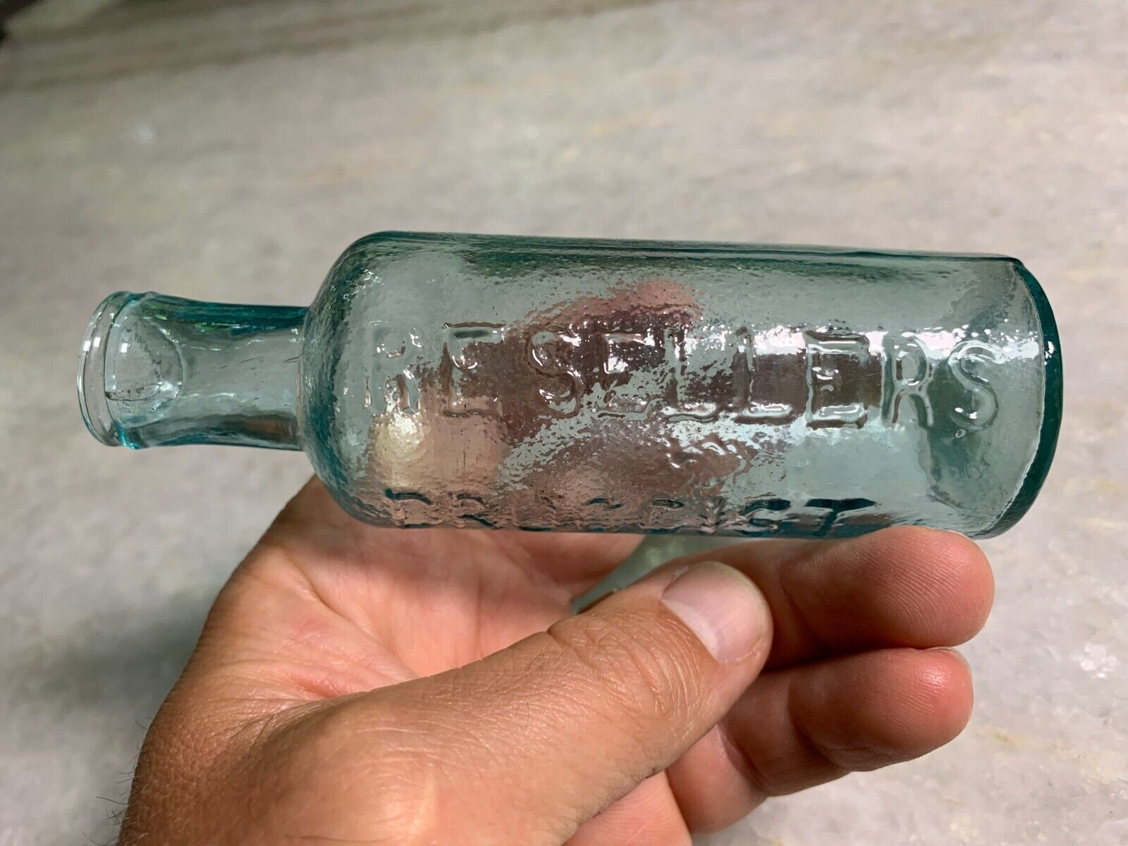 Antique Open Pontil Medicine Embossed Bottle R E Sellers Druggist ...