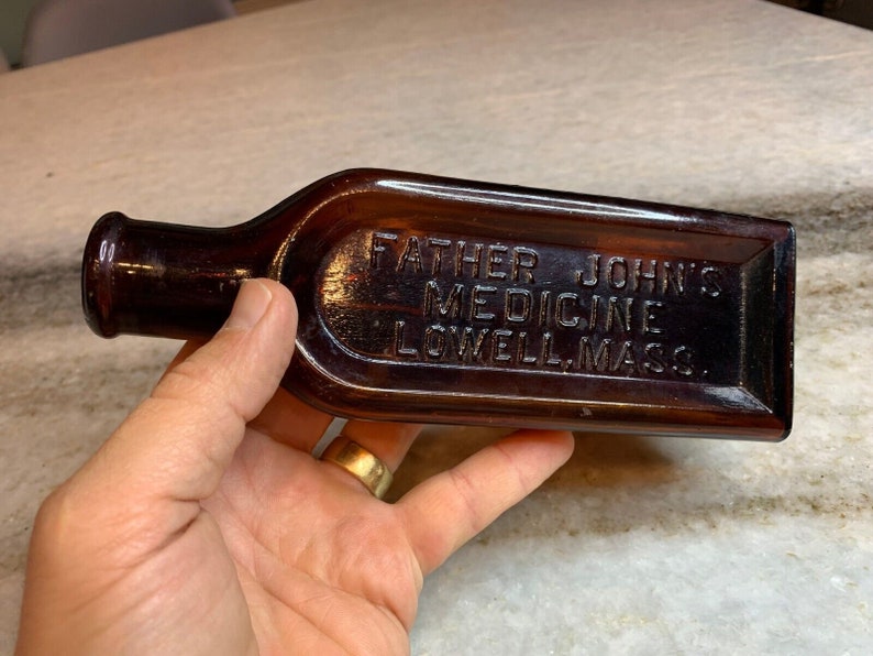 Rare Cork-topper Antique 1800s Father Johns Medicine Bottle Lowell ...
