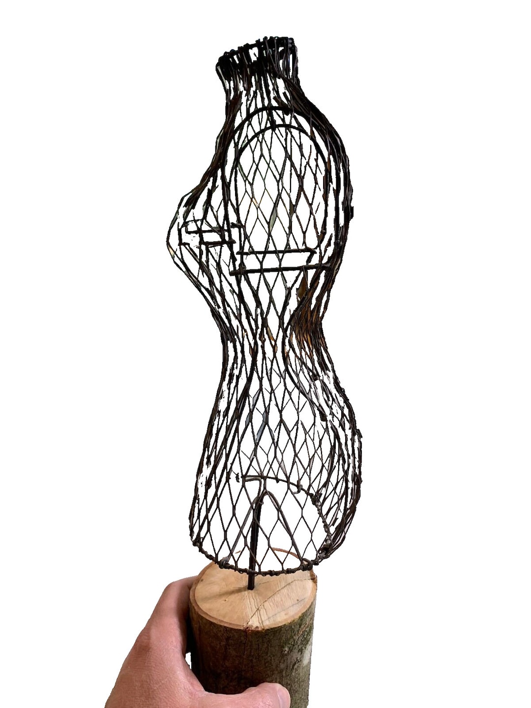 Vintage Antique Metal Chicken Wire Mesh Bust Statue Figure Jewelry ...