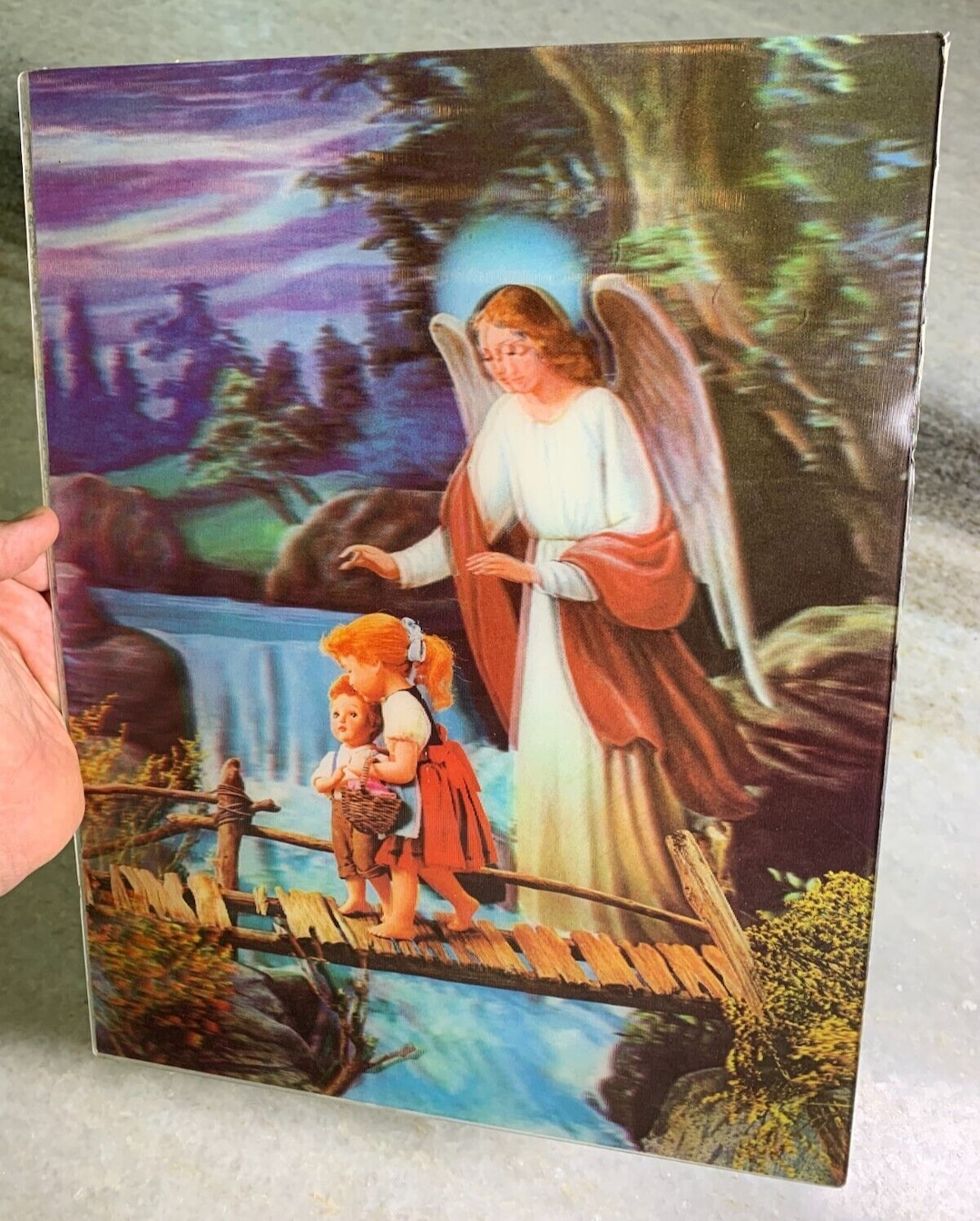 Large Vintage 1980s 80s 3d Holographic Hologram Picture Religious Angel ...