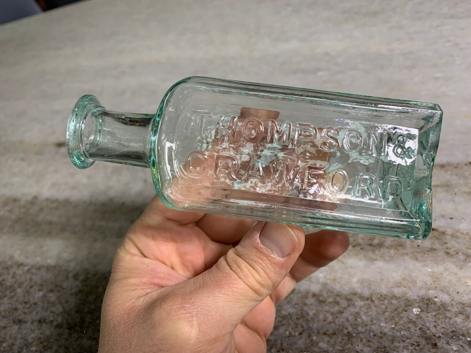 Antique Open Pontil Tooled Lip Medicine Bottle Thompson & Crawford ...