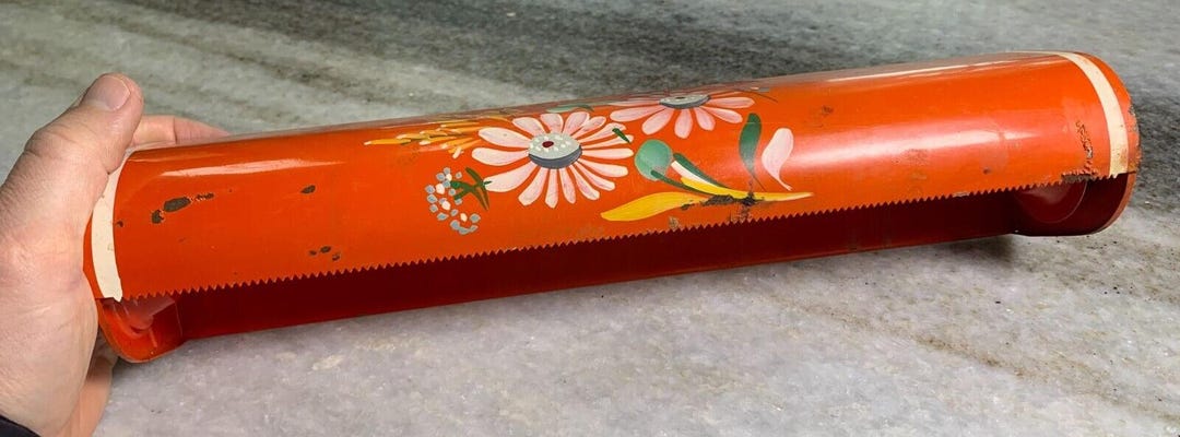 Antique Metal Wall Mount Mounted Tin Foil Cling Wrap Spring Paper ...