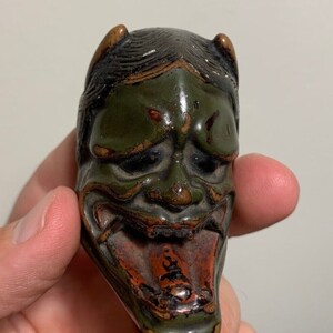 Antique Sagemono/netsuke Japanese/japan Wood/wooden Carved Buryu Oni ...