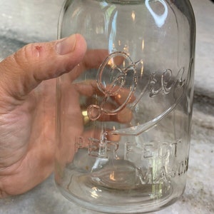 Antique Drey Perfect Mason Canning Jar Cursive Writing W/zinc Lid Quart ...