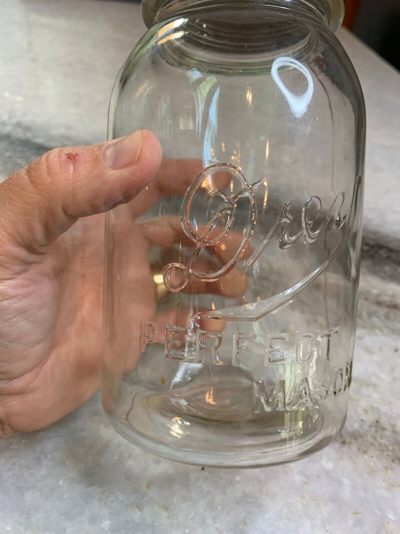 Antique Drey Perfect Mason Canning Jar Cursive Writing W/zinc - Etsy
