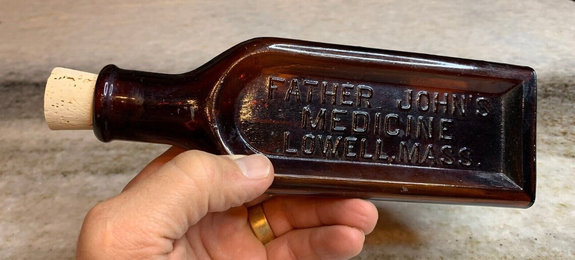 Rare Cork-topper Antique 1800s Father Johns Medicine Bottle Lowell ...