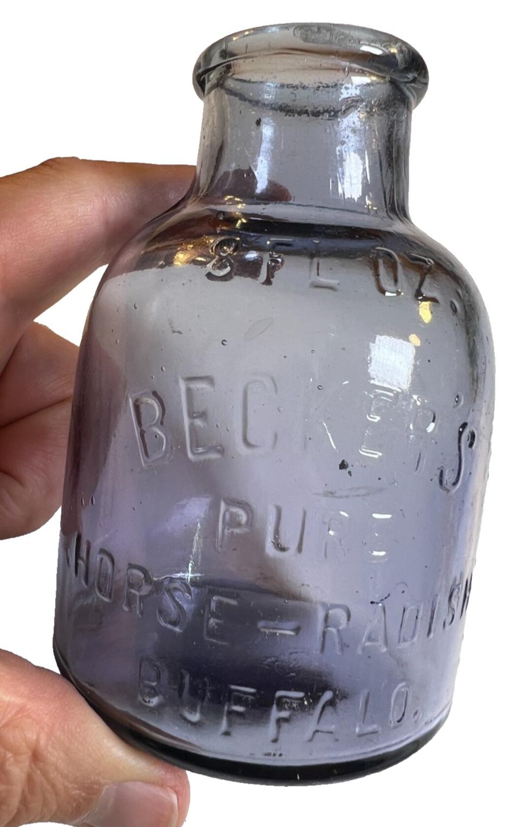 Antique Becker’s Pure Horseradish Bottle Buffalo New York Amethyst ...