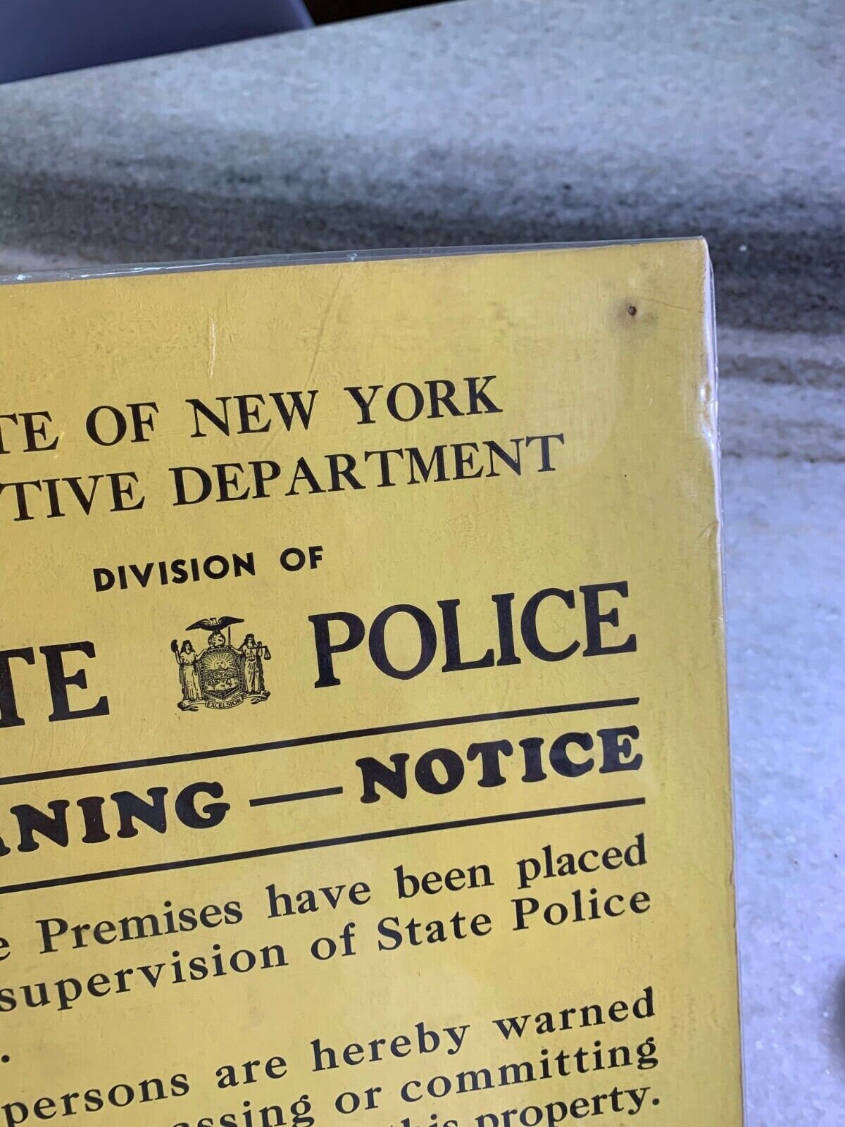 Antique Vintage New York State Police Warning Notice Sign Plaque Nypd N ...