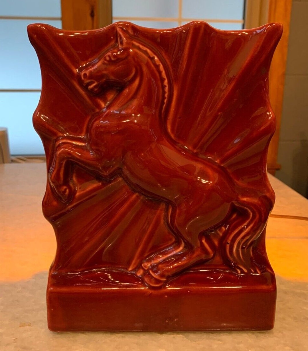 Antique 1930s-40s Art Deco Ceramic Tv/television Horse Lamp/light Back ...