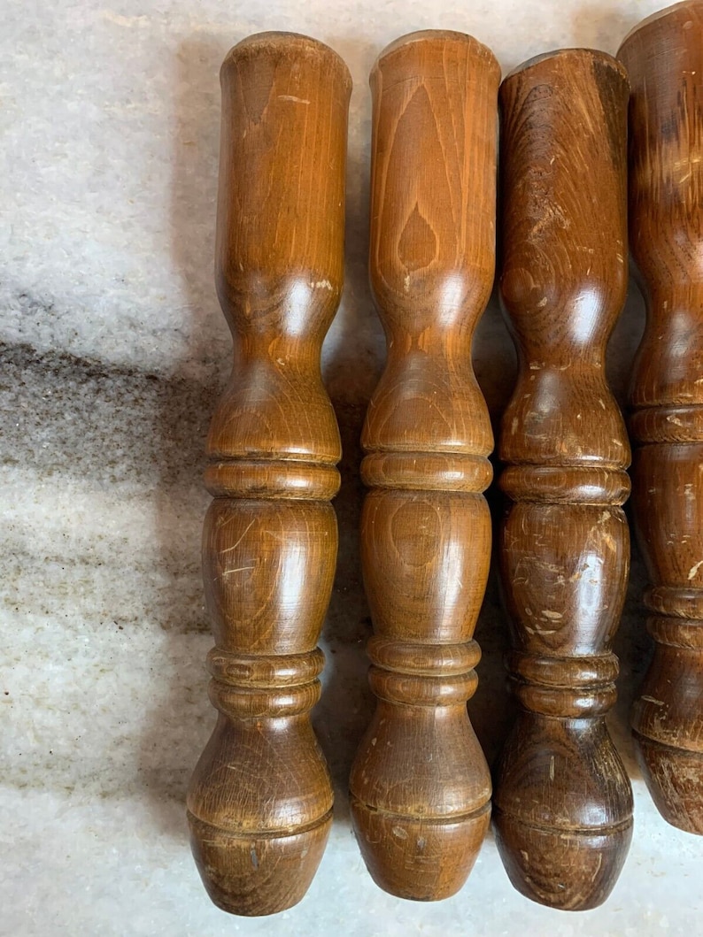 Vintage 50s-60s Brown Spindle Turned Coffee Table Legs Wood 14" W ...