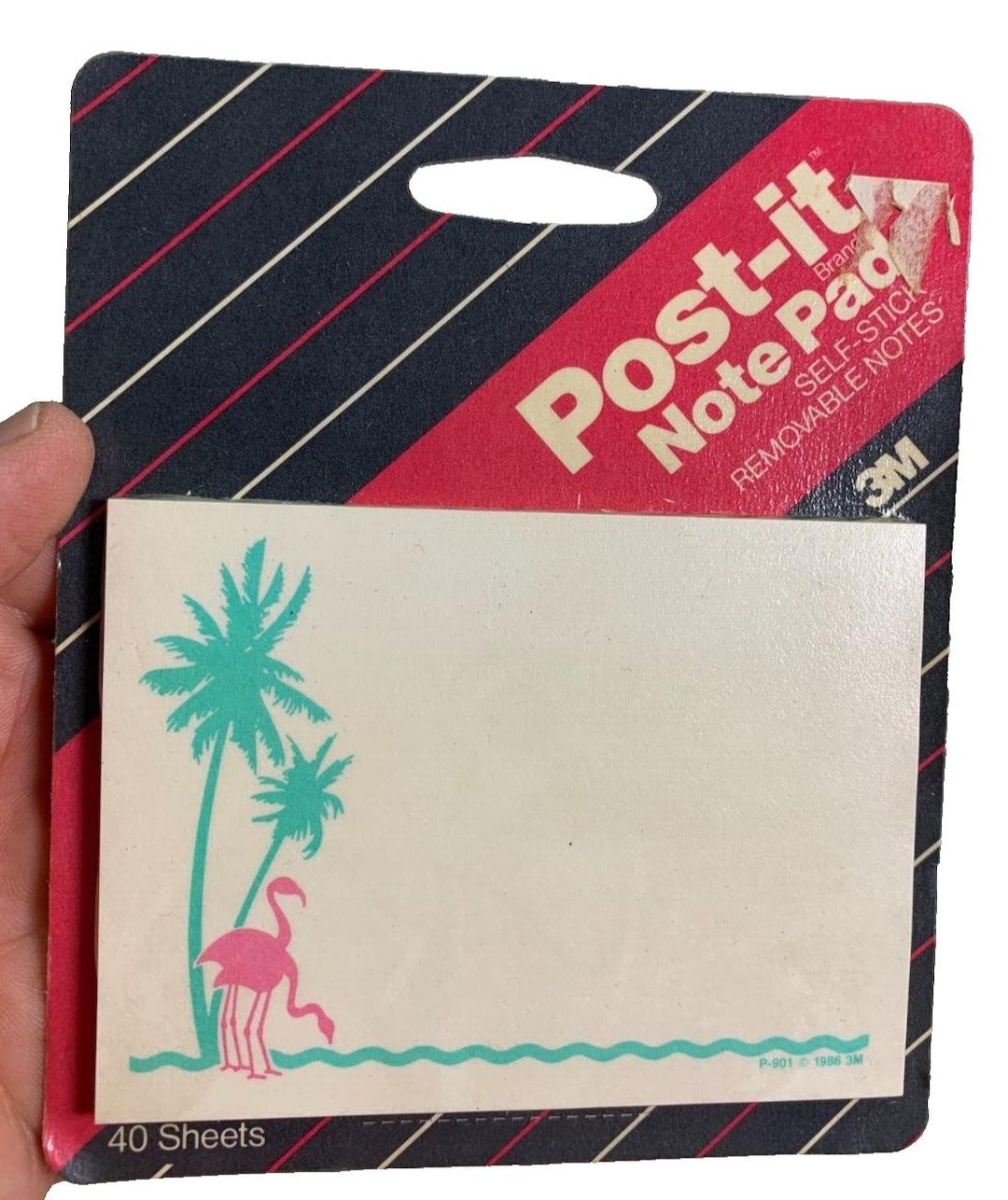 Vintage 1980s 80s 1990s 90s Post-it Post It Notes Teal Palm Tree Pink ...