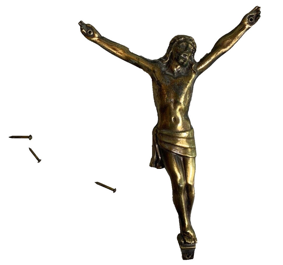 Antique Ornate Gold Brass Bronze Metal Jesus Figure Figurine Statue ...
