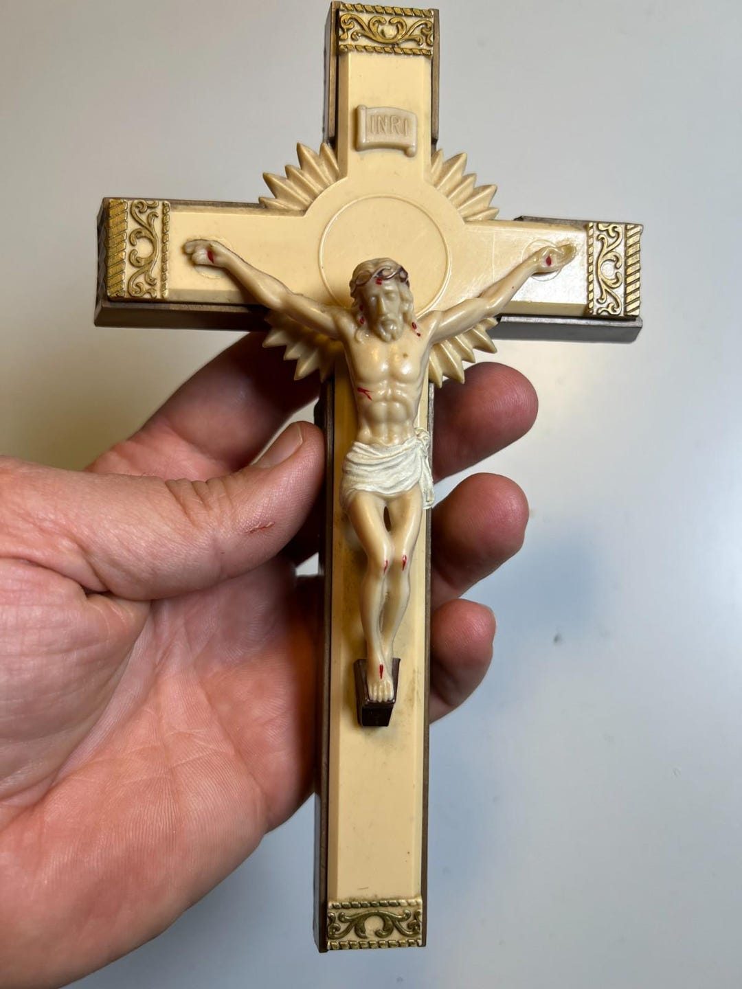 Antique Vintage Plastic Wall Hanging Crucifix Catholic Christian Cross ...