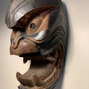 Danced, Patina, Antique, Japanese Japan Wooden - Menburyu Mask - Furyu ...