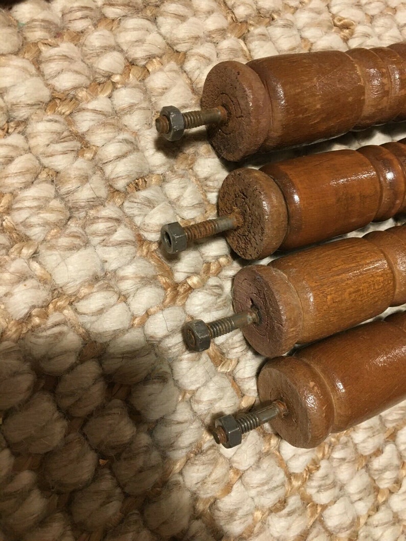 Vintage 1960-70s Brown Wooden Table Legs W/mounting Hardware, Second ...